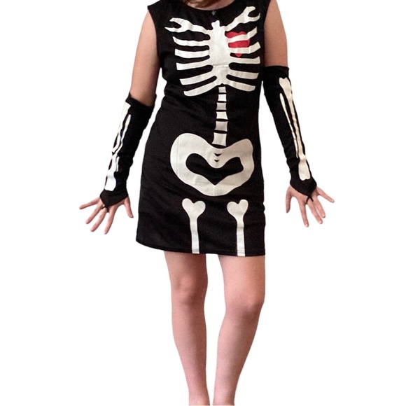 Dresses | Skeleton Dress And Gloves Halloween Costume | Poshmark